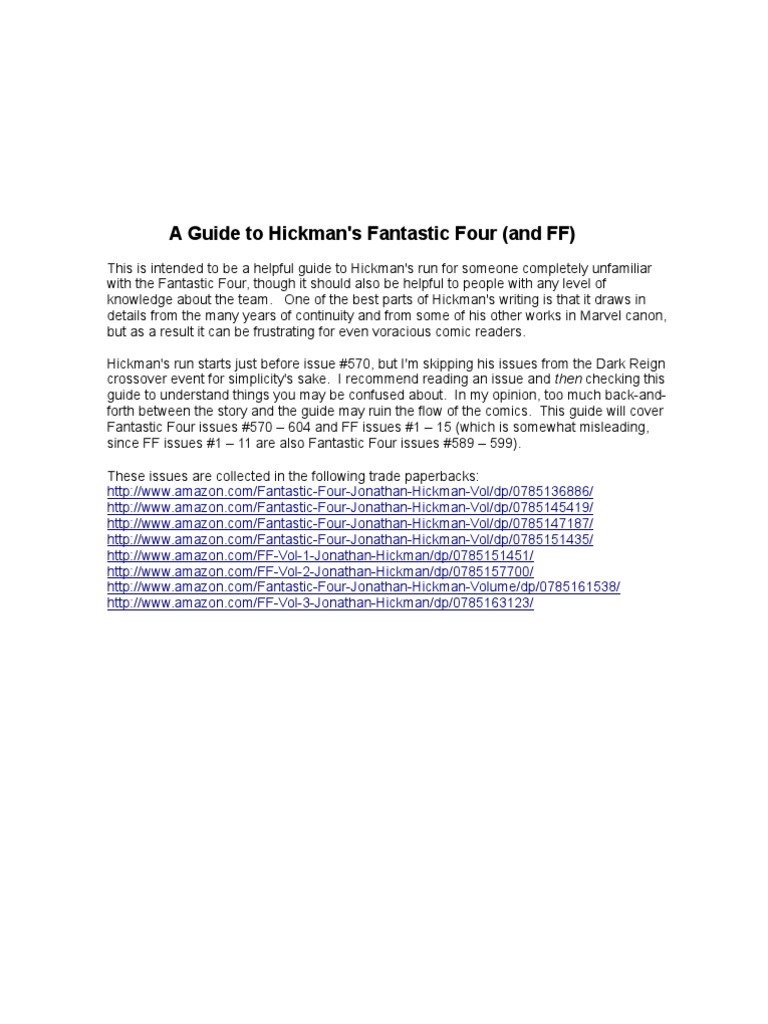 A Guide To Hickman's Fantastic Four/FF | PDF | Characters Created ...