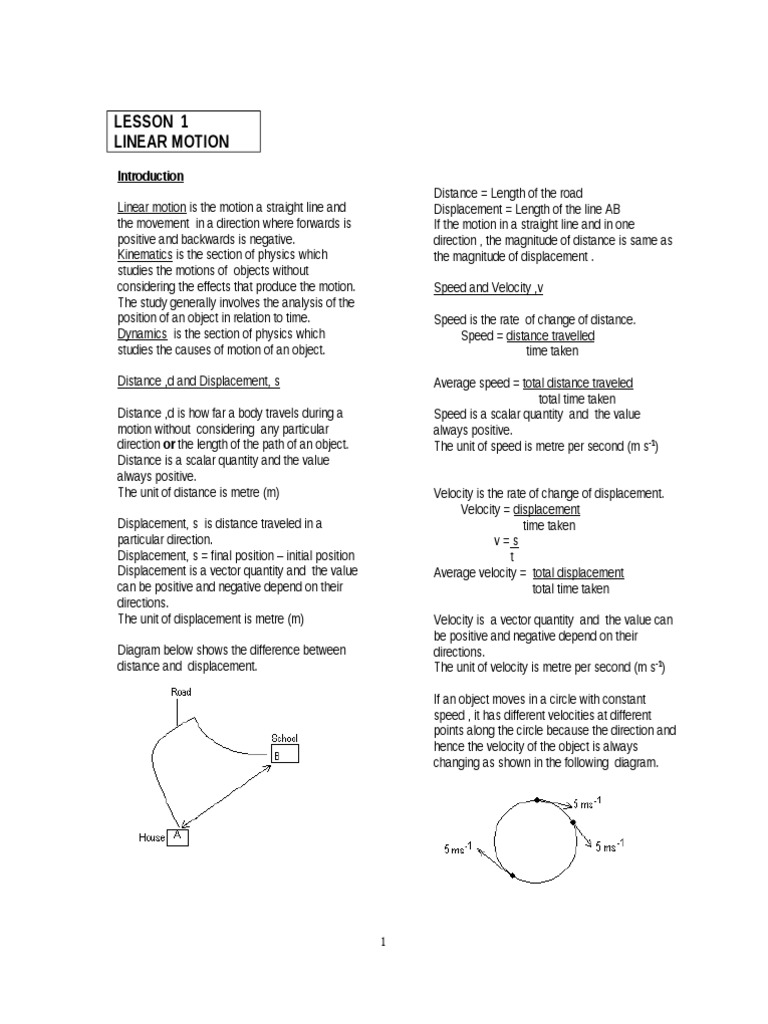2.1 Linear Motion 1 | PDF | Acceleration | Velocity