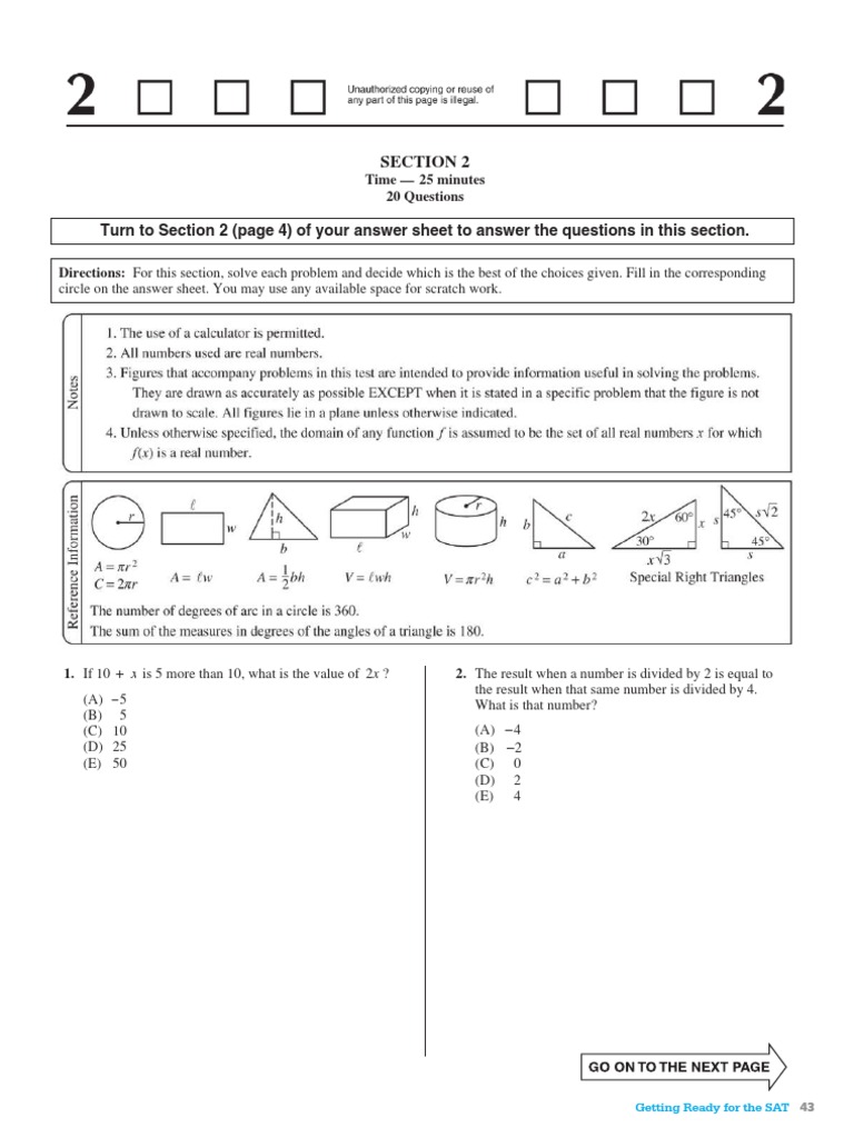 Turn To Section 2 (Page 4) of Your Answer Sheet To Answer The Questions ...