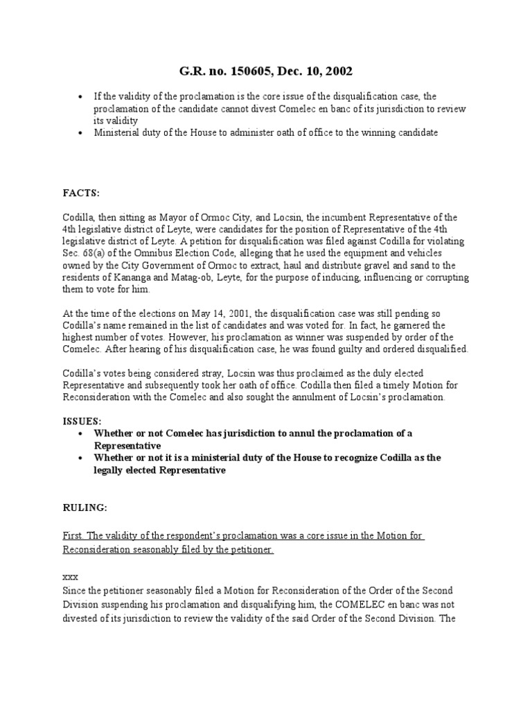 Comelec Jurisdiction in Election Dispute | PDF | Mandamus | Commission On Elections (Philippines)