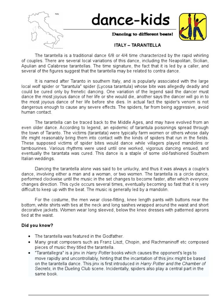 Italy - Tarantella Worksheet | PDF | Pesto | Pasta