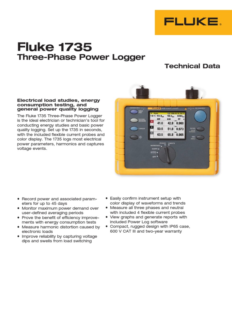 FLUKE 1735 Power Logger Technical Data | PDF