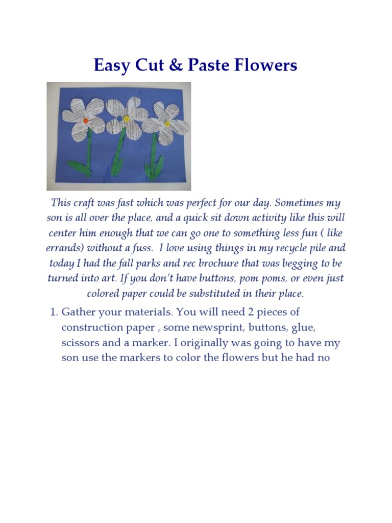 Easy Cut and Paste Flowers: A Quick and Engaging Craft for Children ...