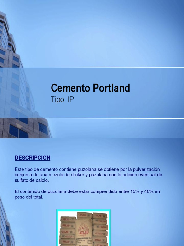 Cemento Portland Tipo IP | PDF | Cemento | Horticultura y jardinería