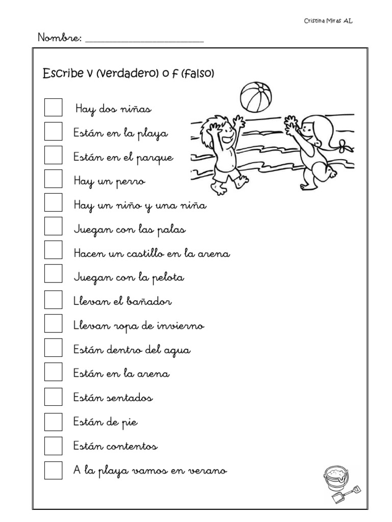 Oraciones sobre la playa para niños | PDF