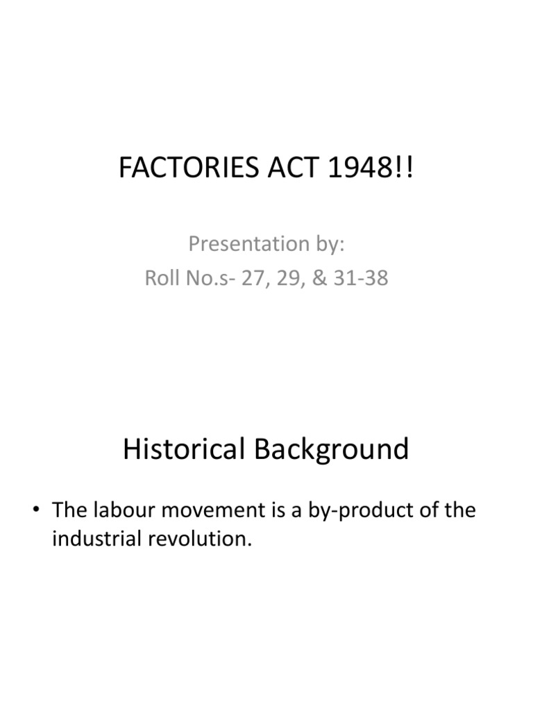 Overview of the Factories Act 1948 | PDF | Business | Home & Garden