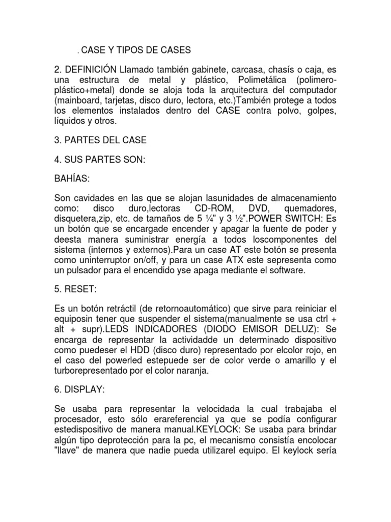 Case y Tipos de Cases | PDF | Equipo | Electrónica digital