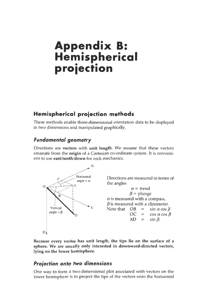 Appendix Hemispherical Projection | PDF | Sphere | Plane (Geometry)