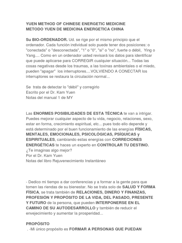 Yuen Method of Chinese Energetic Medicine | PDF | Mente | Conceptos ...