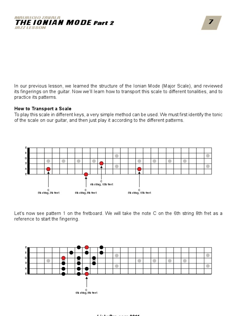 007 The Ionian Mode Part 2 | PDF | String Instruments | Scale (Music)