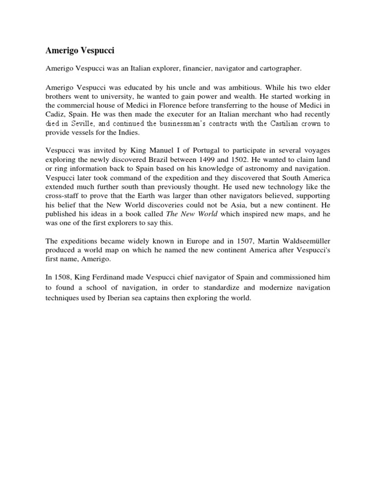 Amerigo Vespucci | PDF