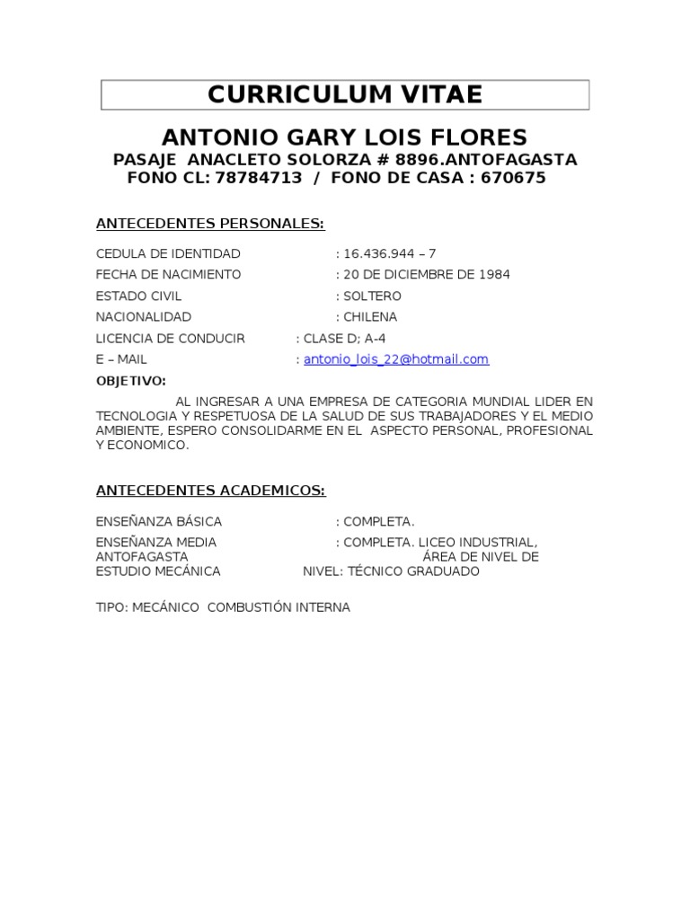 Curriculum Gary | PDF