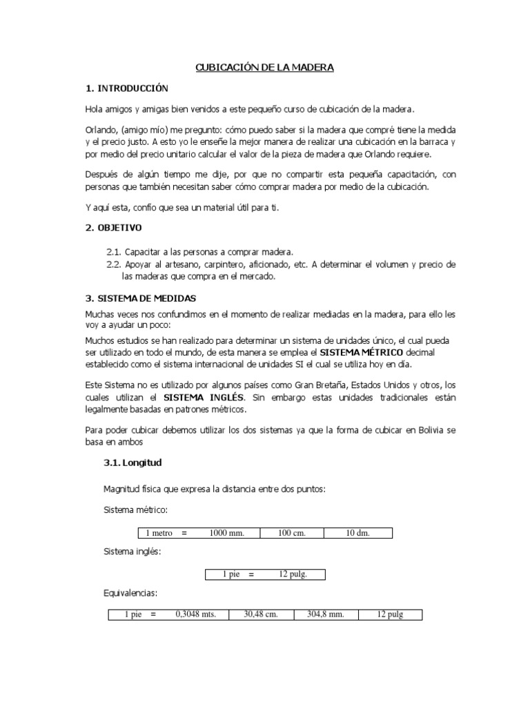 Cómo Cubicar Madera Eficazmente | PDF | Pie (unidad) | Pulgada
