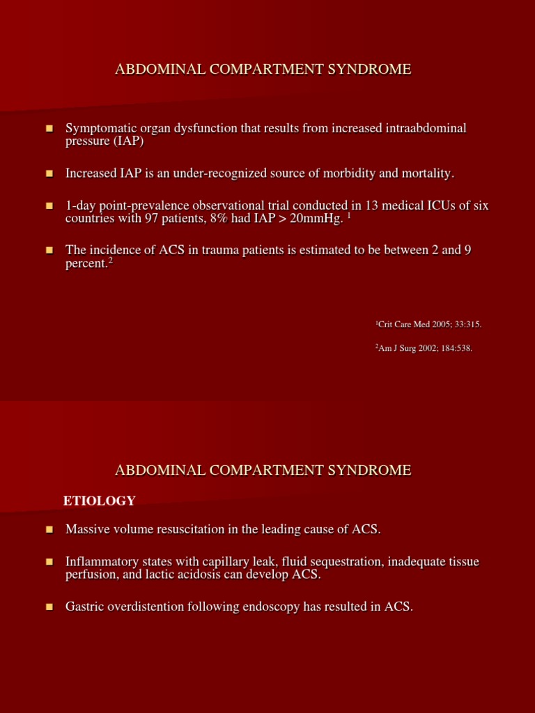 Abdominal Compartment Syndrome | PDF | Hemodynamics | Abdomen