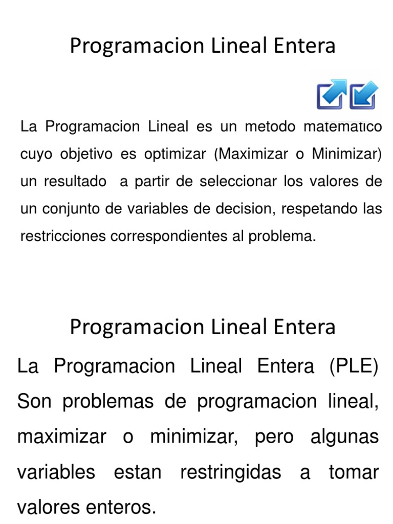 Programación Lineal Entera: Fundamentos y Aplicaciones | PDF ...