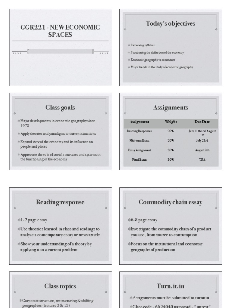 Ggr221 - New Economic Spaces Today's Objectives | PDF | Economies ...