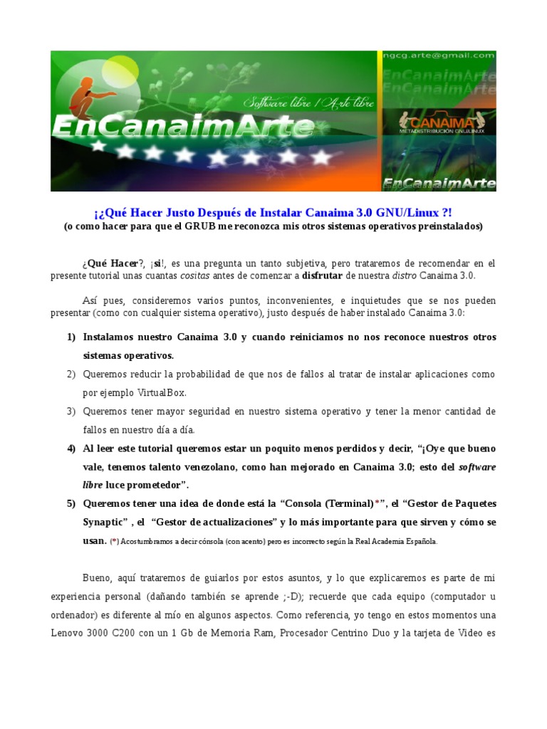 Despues de Instalar Canaima 3.0 | PDF | Distribución de Linux | Sistema ...