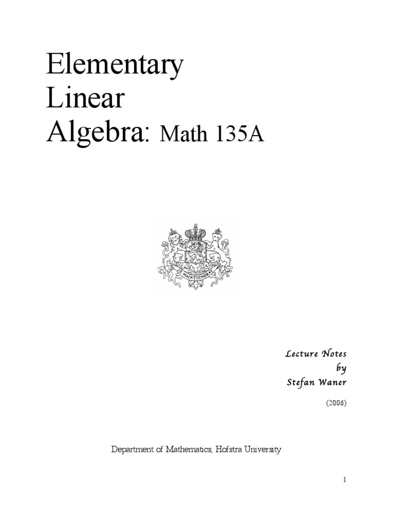 Linear Algebra Notes | PDF | System Of Linear Equations | Matrix ...