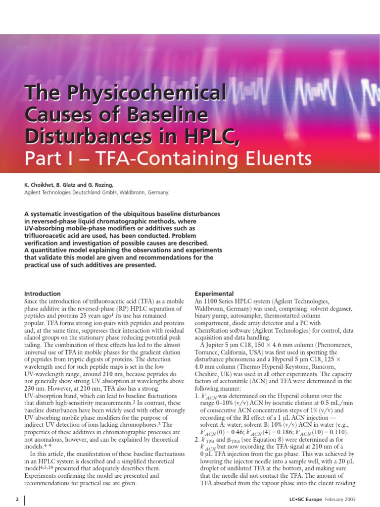 Explaining Baseline Disturbances in HPLC Methods Using Trifluoroacetic ...