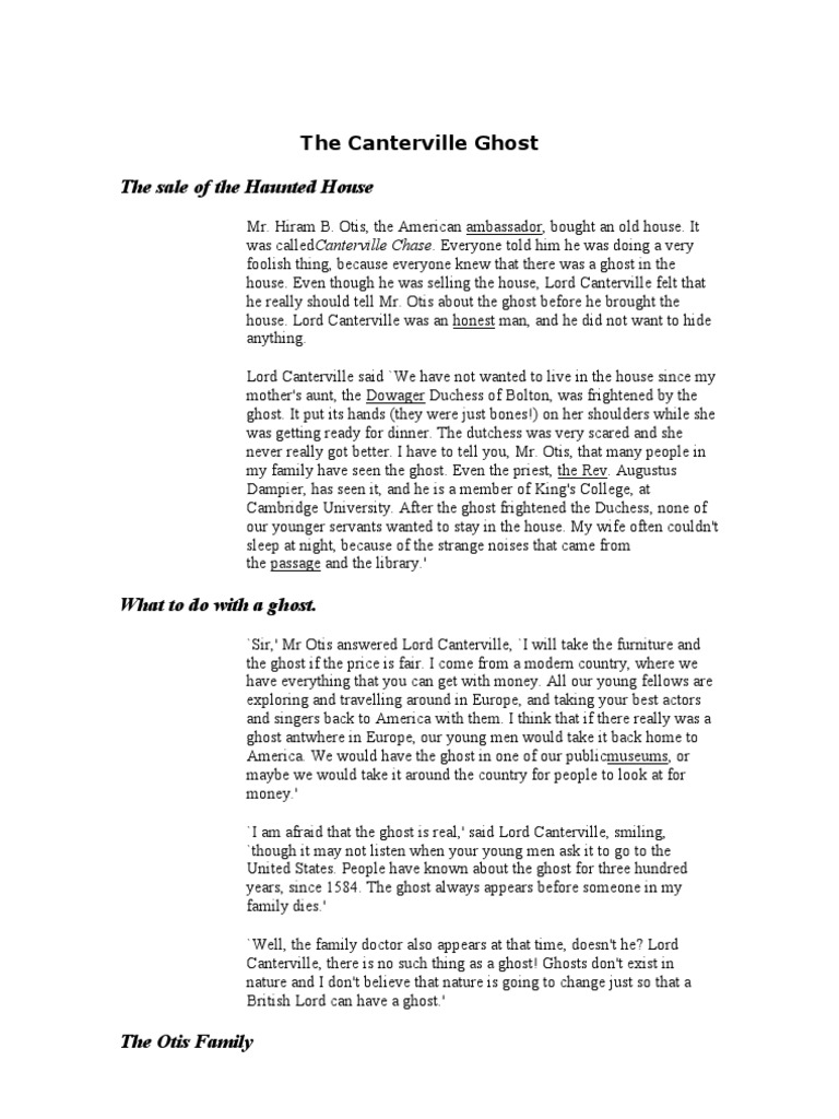 The Canterville Ghost | PDF | Ghosts