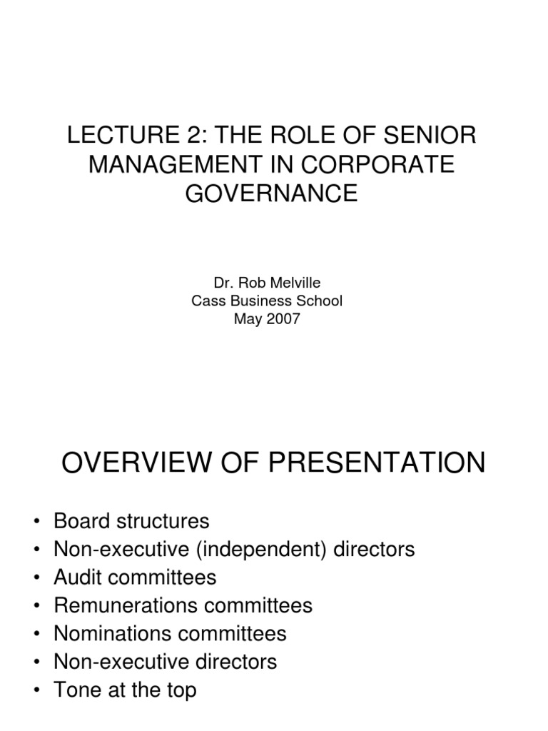 Role of Senior Management in Corporate Governance | Corporate ...