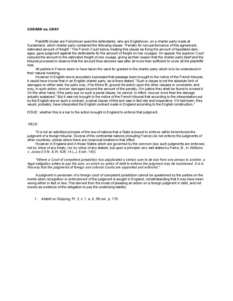 GODARD Vs Gray. | PDF | Damages | Judgment (Law)