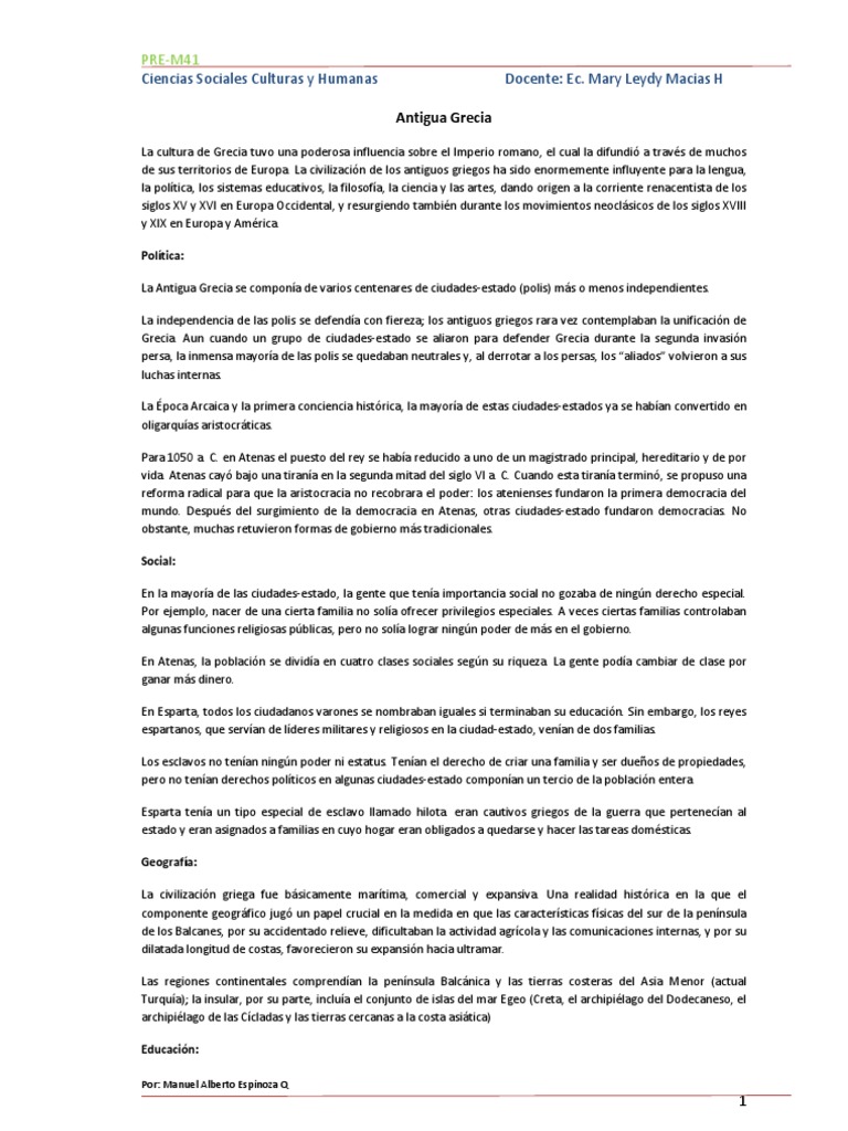 Resumen La Grecia Antigua | PDF | Antigua Grecia | Grecia