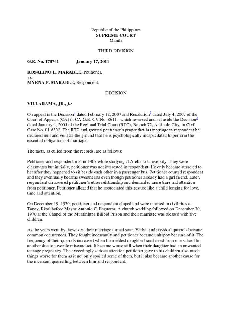 Psychological Incapacity | Marriage | Annulment