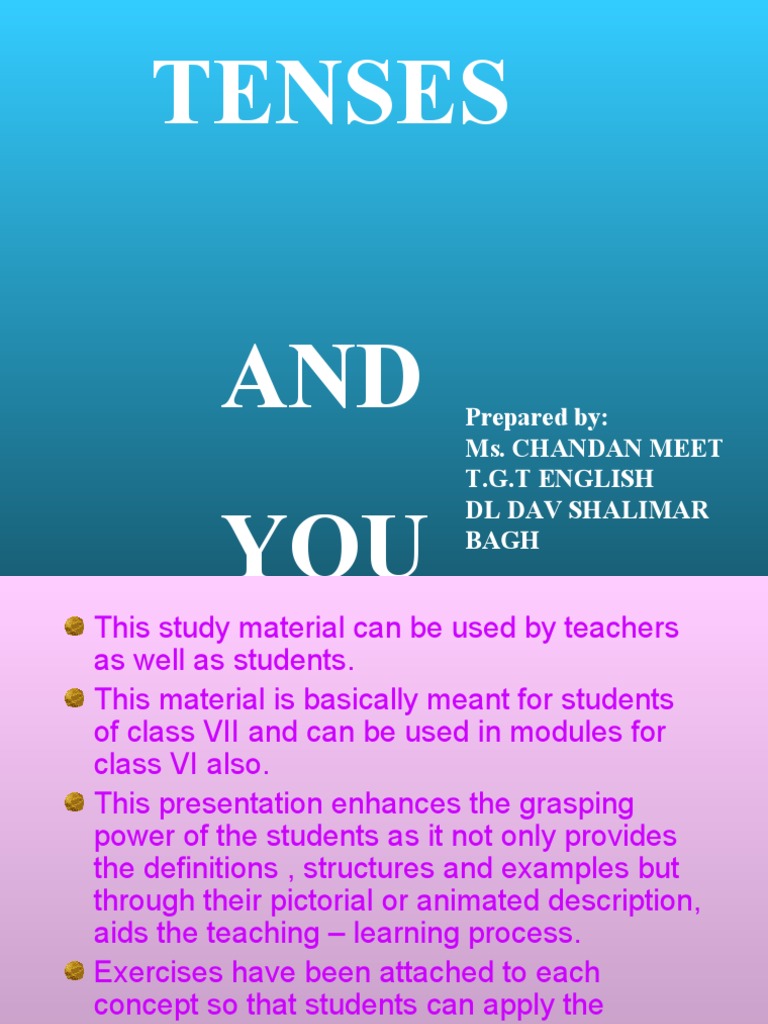 Verb Tenses Ppt | Grammatical Tense | Perfect (Grammar)