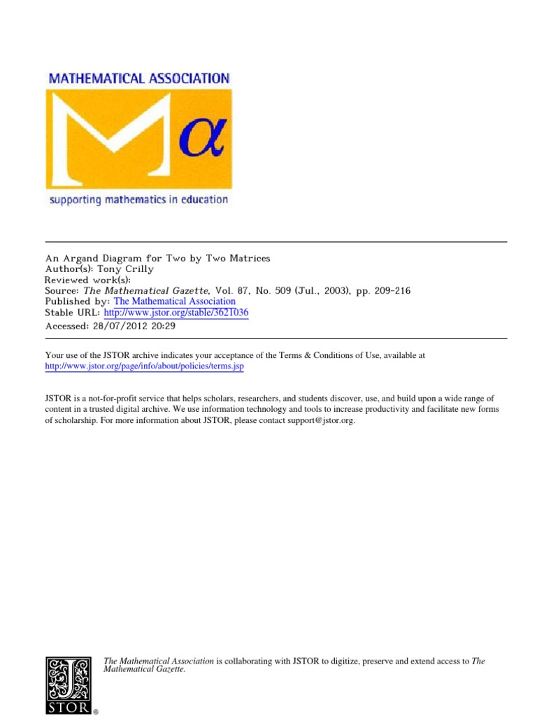 An Argand Diagram For Two by Two Matrices | PDF | Complex Number ...