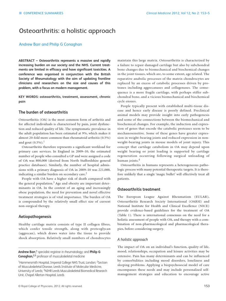 Osteoarthritis: A Holistic Approach: Andrew Barr and Philip G Conaghan ...