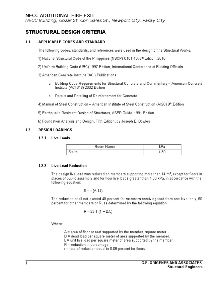 Design Criteria Steel | PDF | Structural Load | Strength Of Materials