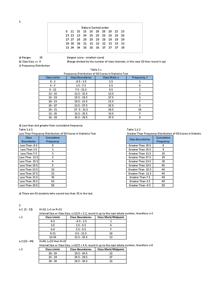 Class Limits Class Boundaries Class Mark/Midpoint | PDF | Statistical ...