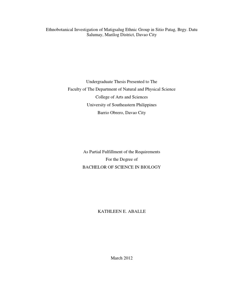 Ethnobotany of Matigsalug Tribe Plants | PDF | Ethnobotany | Biodiversity