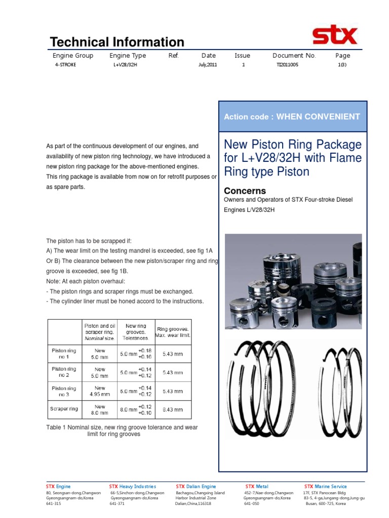 STX Engine Piston Ring Update | PDF | Piston | Korea