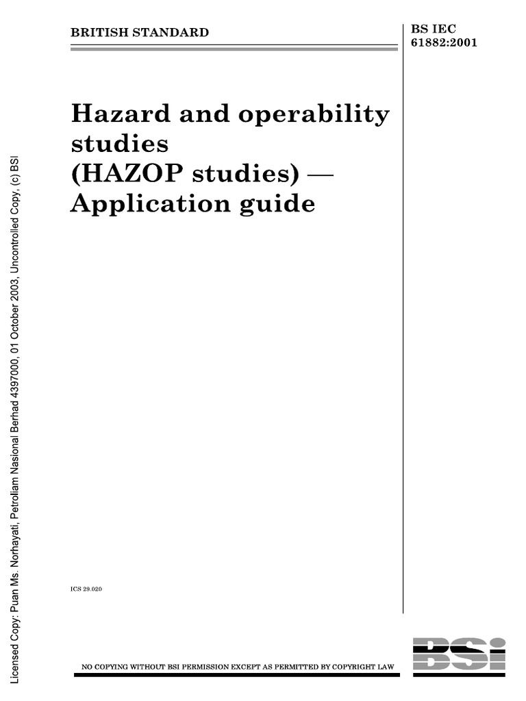 BS IEC 61882_2001 - Hazard and Operability Studies