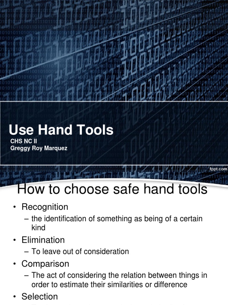 Use Hand Tools: Chs NC Ii Greggy Roy Marquez | Download Free PDF ...