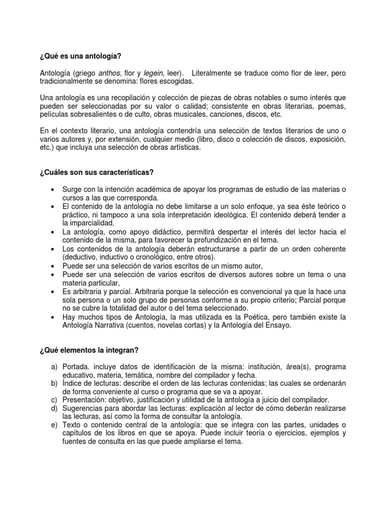 ¿Qué es una antología? ¿Qué es una antología?