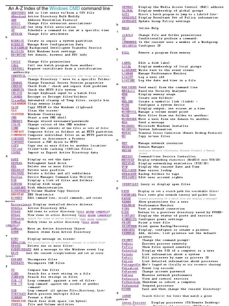 Windows CMD: An A-Z Index of The Command Line | PDF | File Transfer Protocol | Computer File