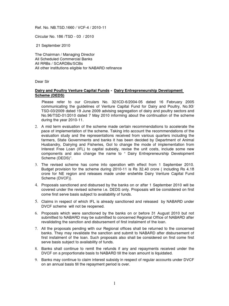 Dairy Entrepreneurship Development Scheme | PDF