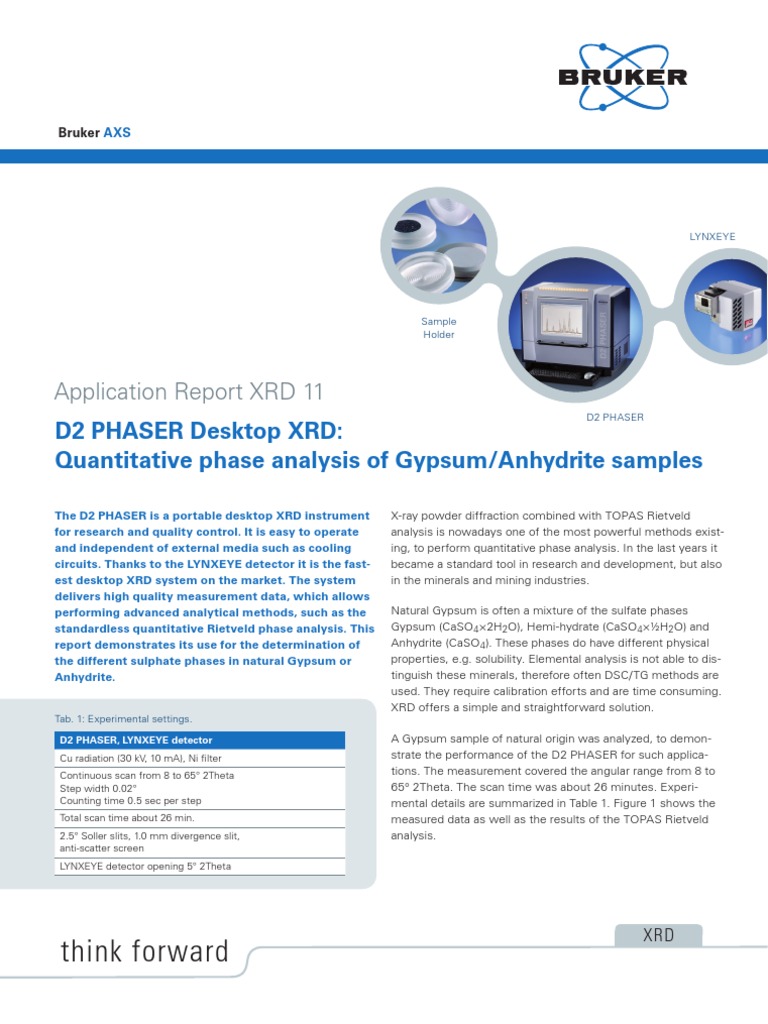 Application Report XRD 11 D2 PHASER Quantitative Phase Analysis of Gypsum DOC-R88-EXS011 High ...