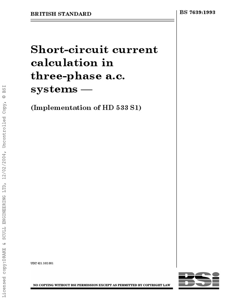 BS 7639 Short Circuit Current Calculation in 3phase AC Syste | Download ...