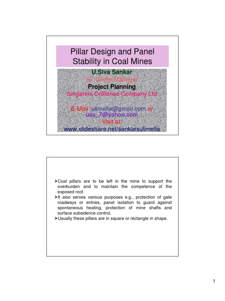 Pillar Design in Coal Mines. | PDF | Column | Strength Of Materials