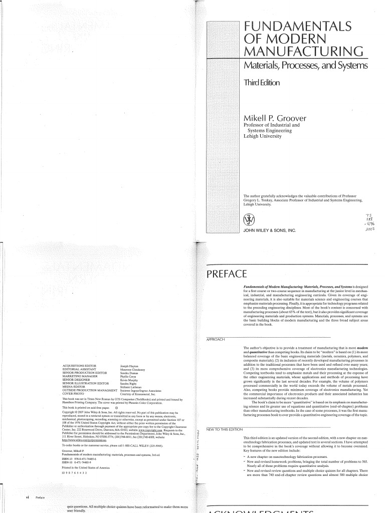 Fundamentals of Modern Manufacturing Mikell P. Groover | PDF