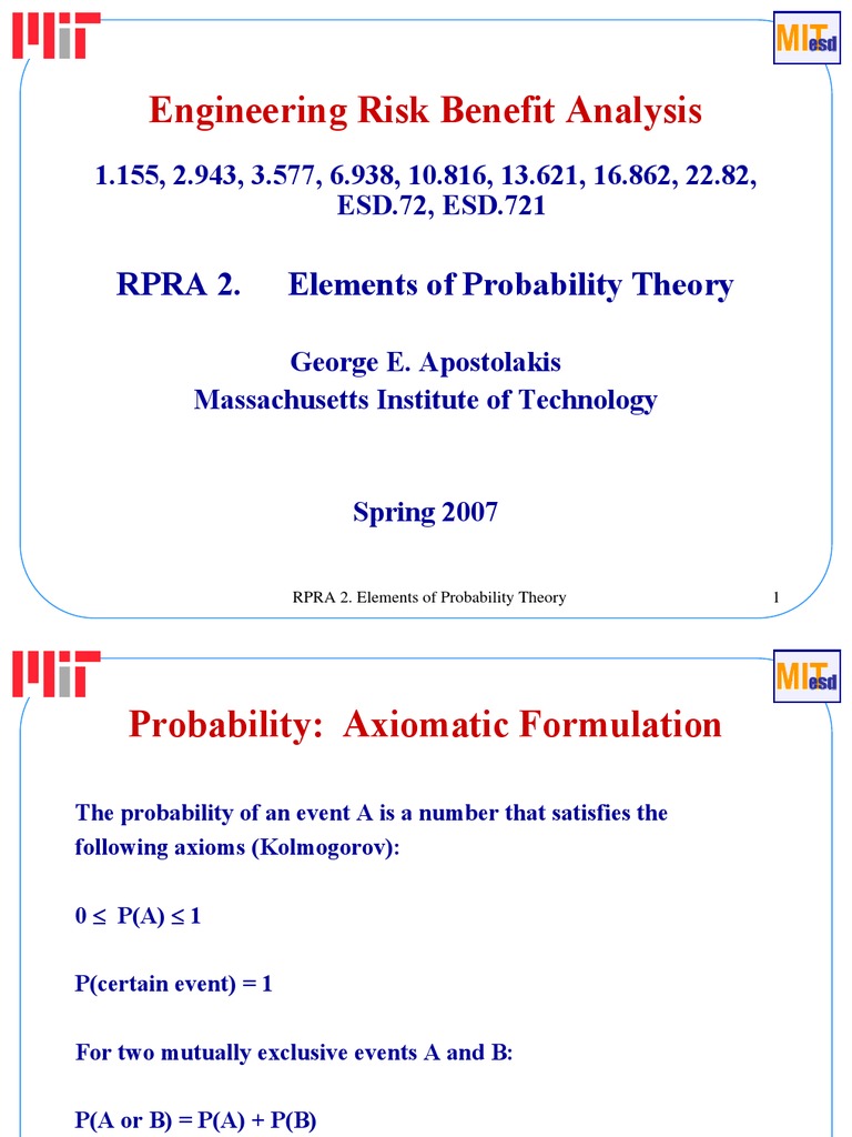 Engineering Risk Benefit Analysis: Rpra 2. Elements of Probability ...