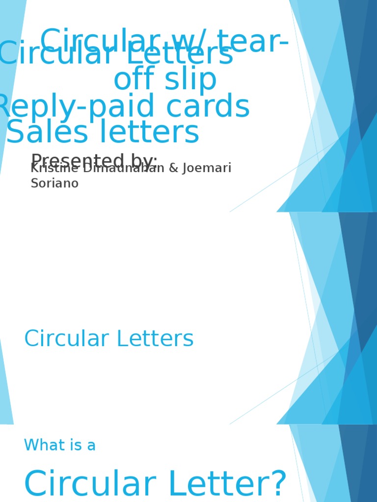 Circular Letters: Circular W/ Tear-Off Slip Reply-Paid Cards Sales ...