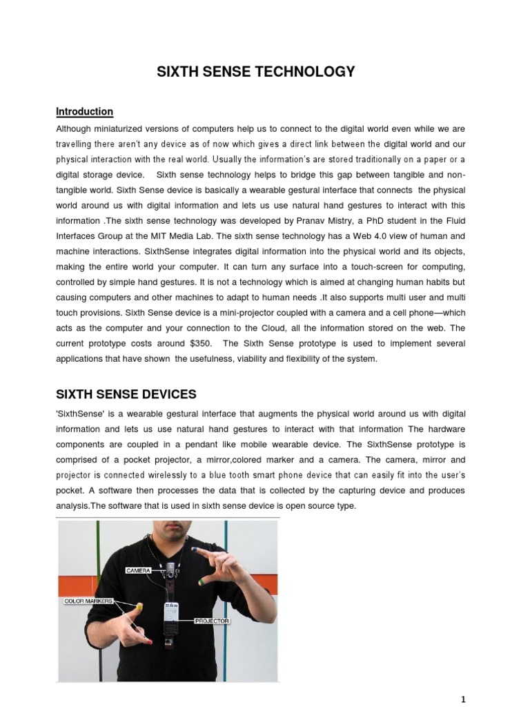 Sixth Sense Technology Overview | PDF | Smartphone | Information