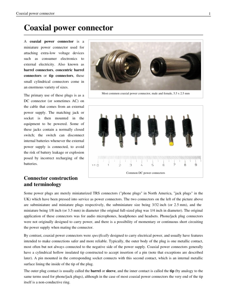 Coaxial Power Connector Overview | PDF | Electrical Connector | Ac ...