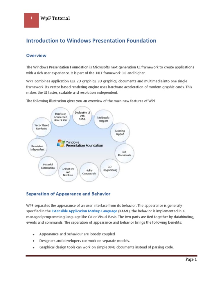Wpf Tutorial Pdf Windows Presentation Foundation Extensible Application Markup Language