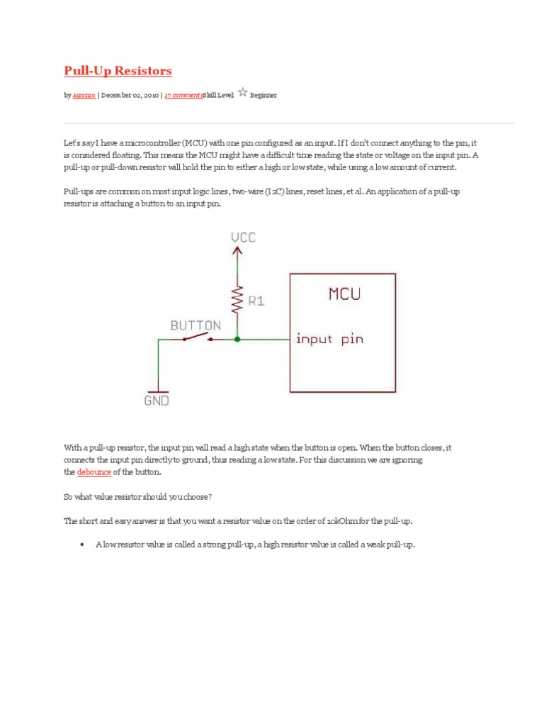 Pull-Up Resistors: A1ronzo | PDF | Resistor | Electrical Impedance